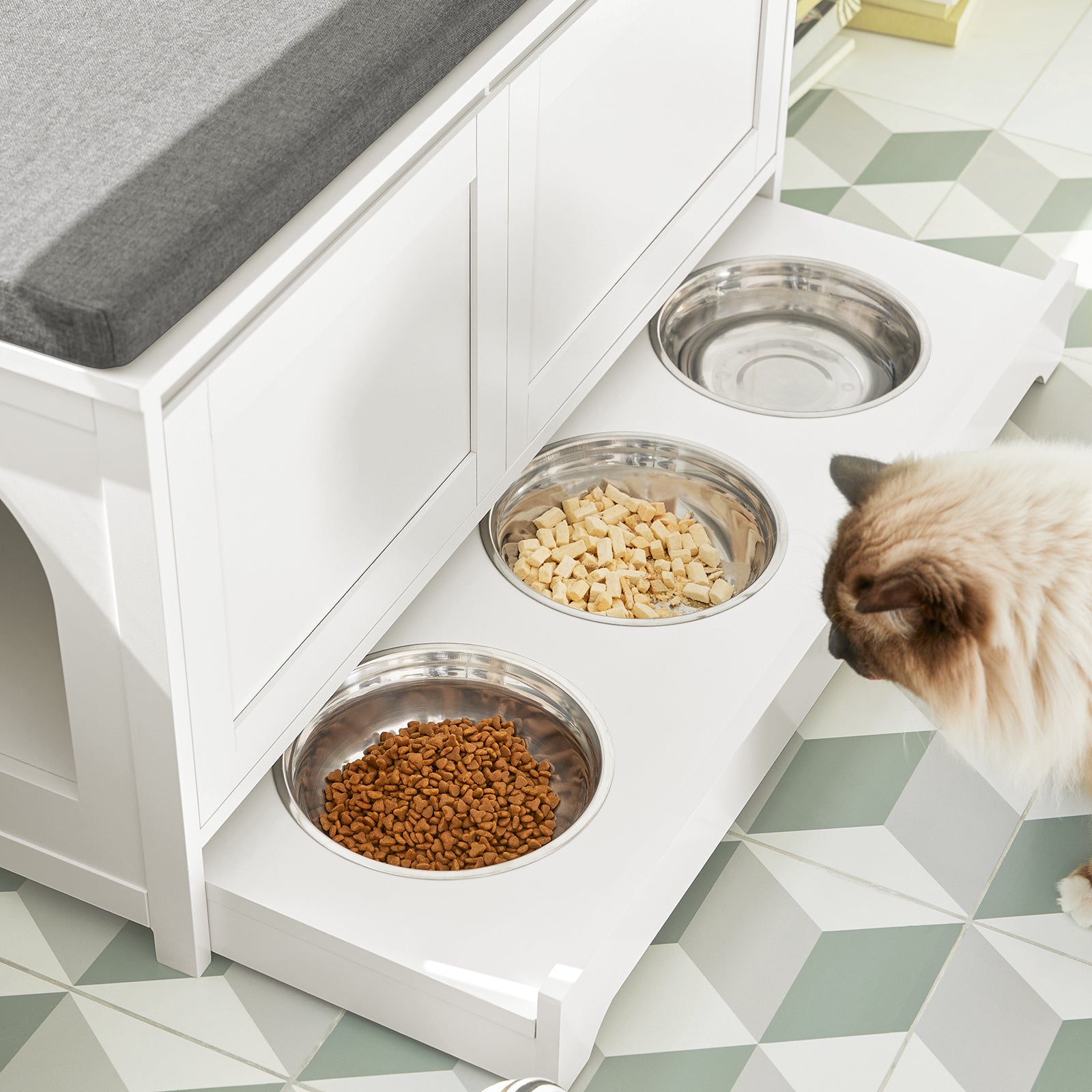 SoBuy FSR136-W Kattenhuis, Katten Bench, Kattenbak Kast, kattenbakkast ...